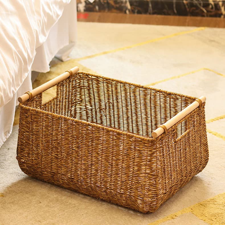Environmentally PP Rattan Woven Basket Hand Woven Storage Basket Bedroom Living Room Storage Basket