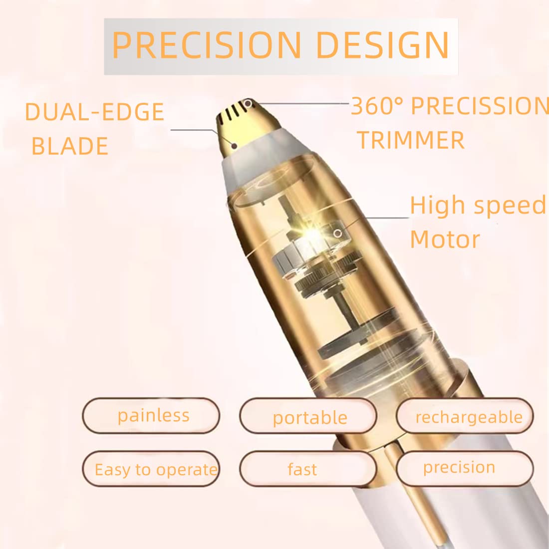 Colordiary Women's Electric Eyebrow Hair Remover, LED Light, Stainless Steel Blade, Rechargeable, Anti-Allergenic, Multi-Functional, Clean Skin, No Pulling