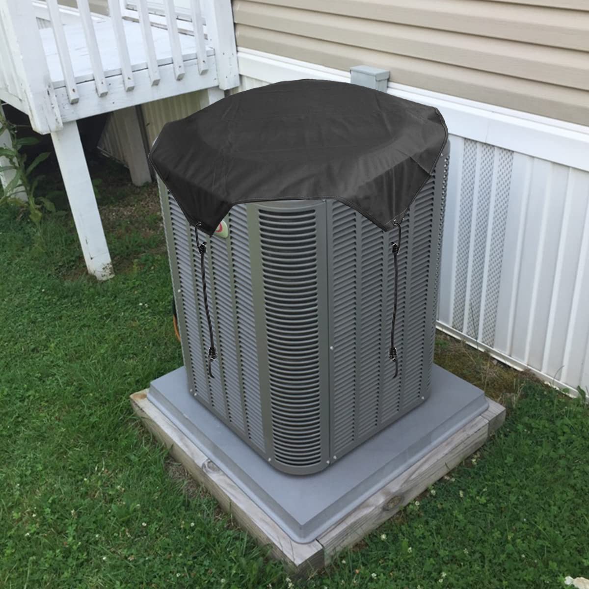 Zomia Air Conditioner Covers for Outside Units, AC Cover for Outdoor Central Unit Top Heavy Duty Water-Resistant Fits Up to 32 x 32 Inch, Black