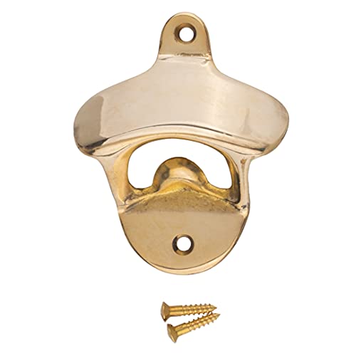 Cast Brass Classic Bottle Opener Wall Mounted | Vintage Bar Accessories for the Home or Restaurant | UA-725-PB