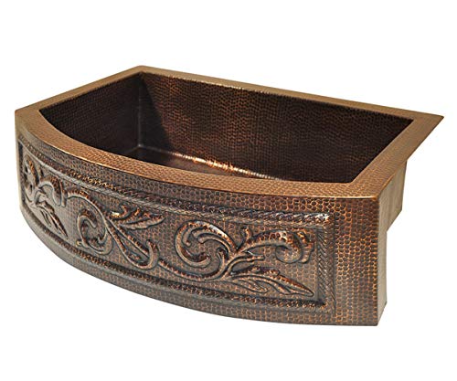 Copper Farmhouse Round Apron Kitchen Sink with Design