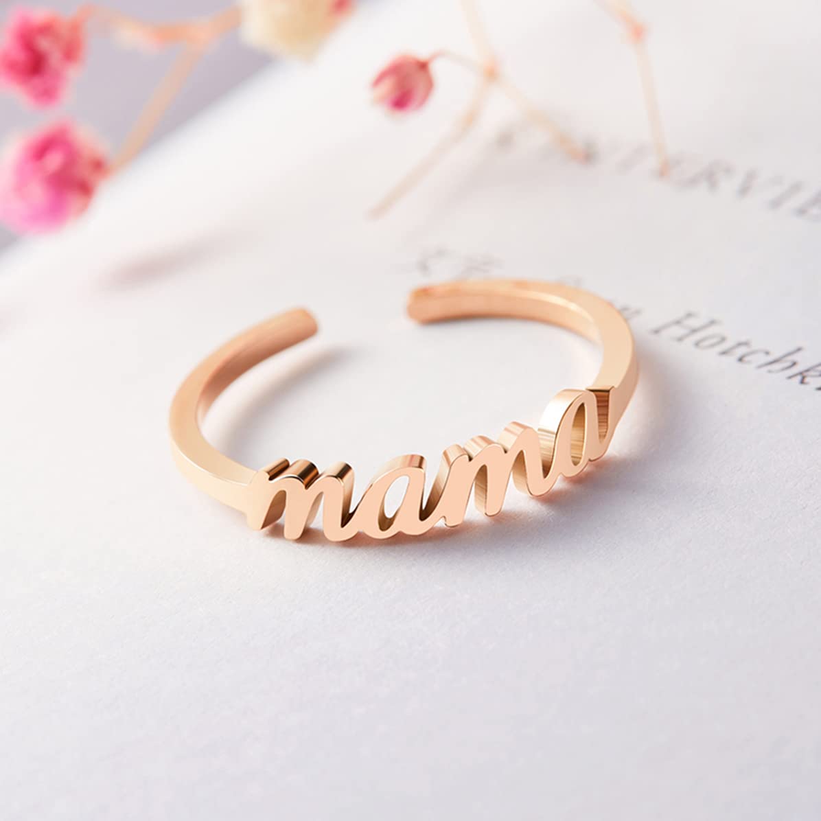 CHENVA Mama Ring Dainty Ring Adjustable Ring Jewelry Mothers Day Birthday Gift for Mom (Mama Ring silver)