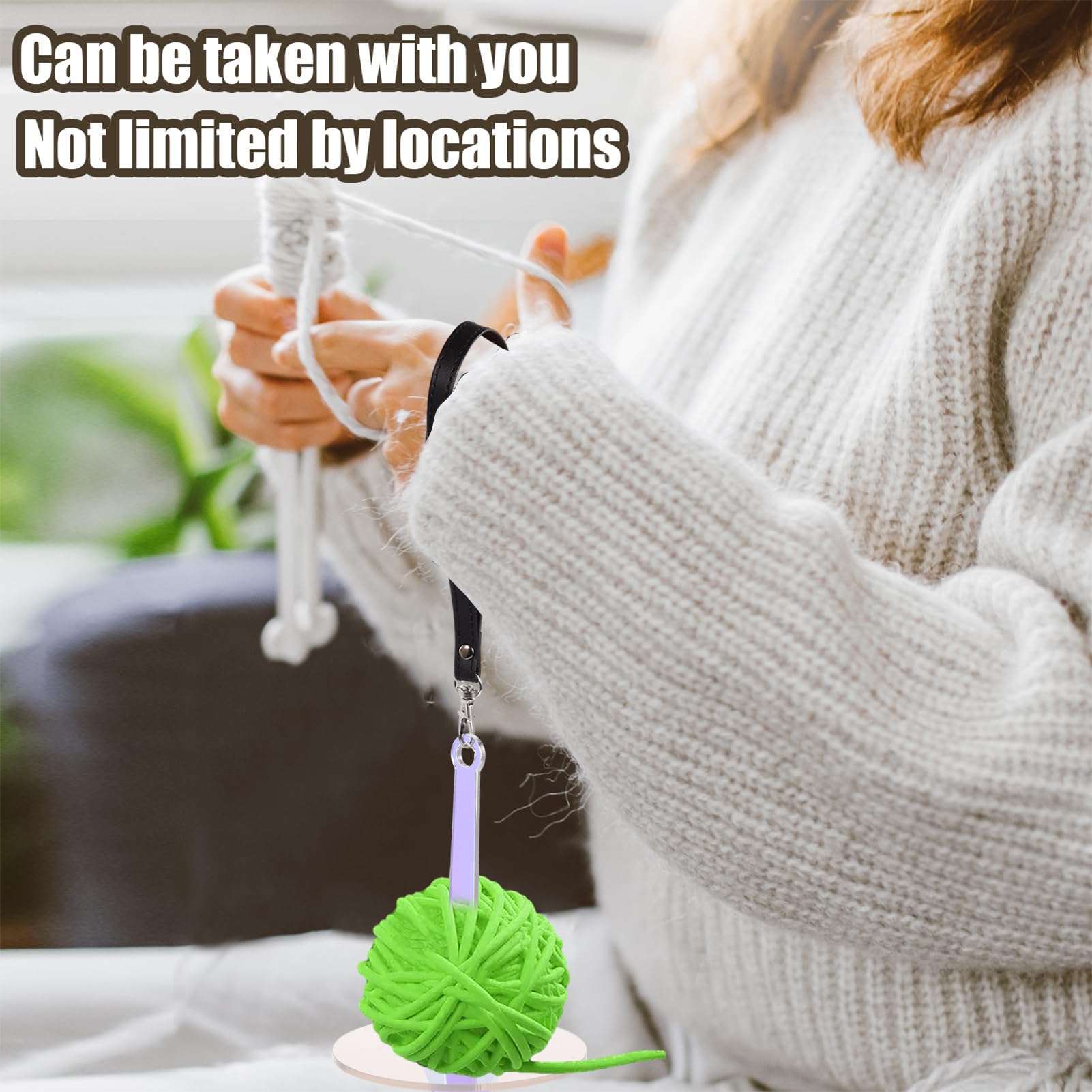 Portable Yarn Minder - Acrylic Wrist Yarn Holder - String Dispenser Holder - Detachable Acrylic Knitting String Dispenser - Lightweight Yarn Ball Holder