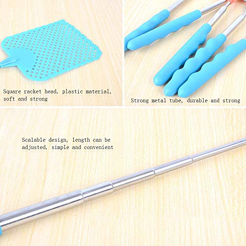 CUNYA 5 Pcs Extendable Fly Swatter Heavy Duty, Manual Swat Pest Control with Stainless Steel Adjustable Handle, Lightweight Durable Telescopic Fly Swatters
