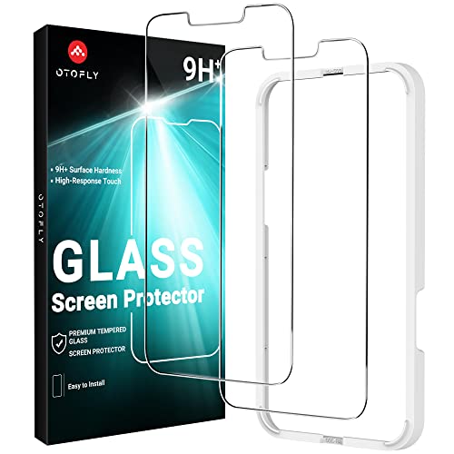 OTOFLY Glass Screen Protector Designed for iPhone 13/iPhone 13 Pro, 2 Pack 6.1 Inch Full Protection Durable Tempered Glass for iPhone 13/ 13 Pro 6.1" with Easy Installation Kit [Anti-Scratch, Anti-Fingerprint, Bubble Free and Case-Friendly]