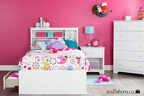 South Shore Vito Bookcase Headboard, Twin, Pure White