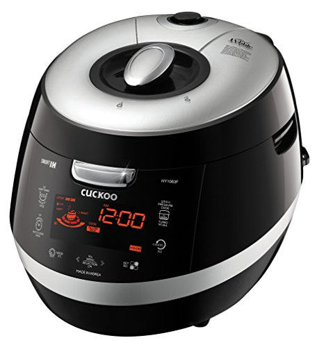 CUCKOO CRP-HY1083F | 10-Cup (Uncooked) Induction Heating Pressure Rice Cooker | 13 Menu Options, Auto-Clean, Voice Navigation, Stainless Steel Inner Pot, Made in Korea | Black