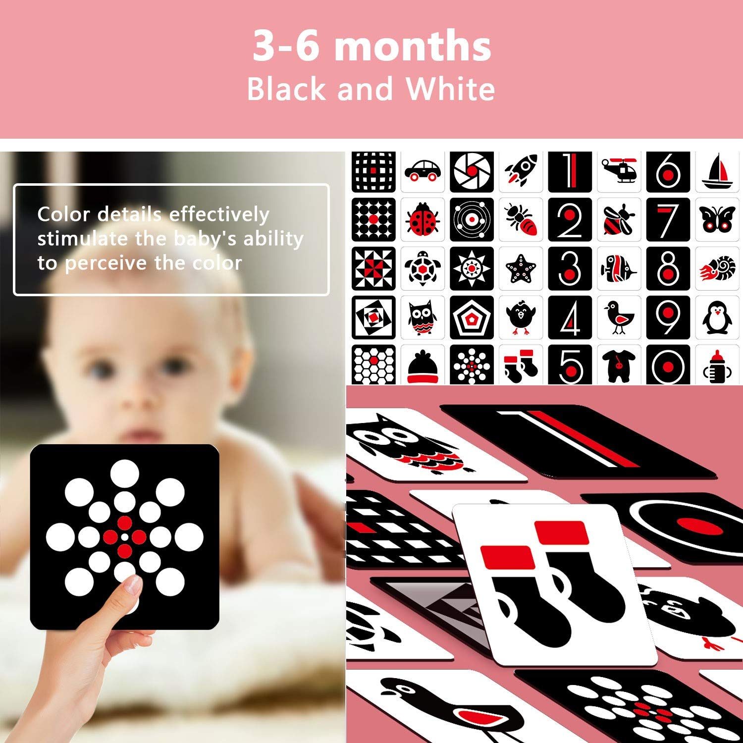 Black and White Baby Flashcard for Intelligence Development,80 PCs 160 Page High Contrast Visual Stimulation Cards,Early Memory Learning Tummy Time Toys for Newborn Infants 0 3 6 12 Months