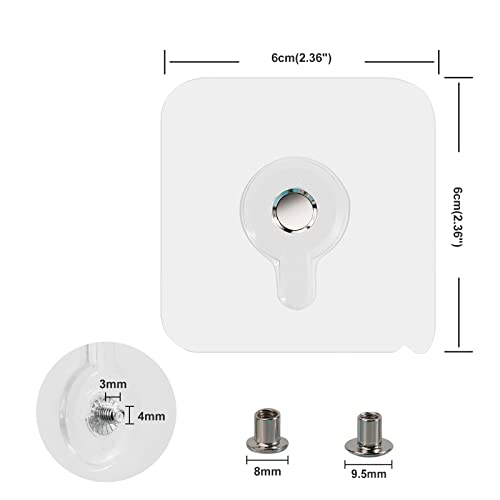OOTSR 12-Set Adhesive Screws Stickers for Picture Frame, Wall Mount Hanging Nails Straight Hooks for Kitchen Shower Room Tile Wall, No-Trace Transparent Sticker, Detachable and Removable