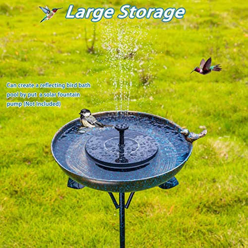 DREAMSOUL 26 Inch Pedestal Bird Bath with 4 Prongs Stake, Metal Bird Baths for Outdoors Garden Yard Patio Decor