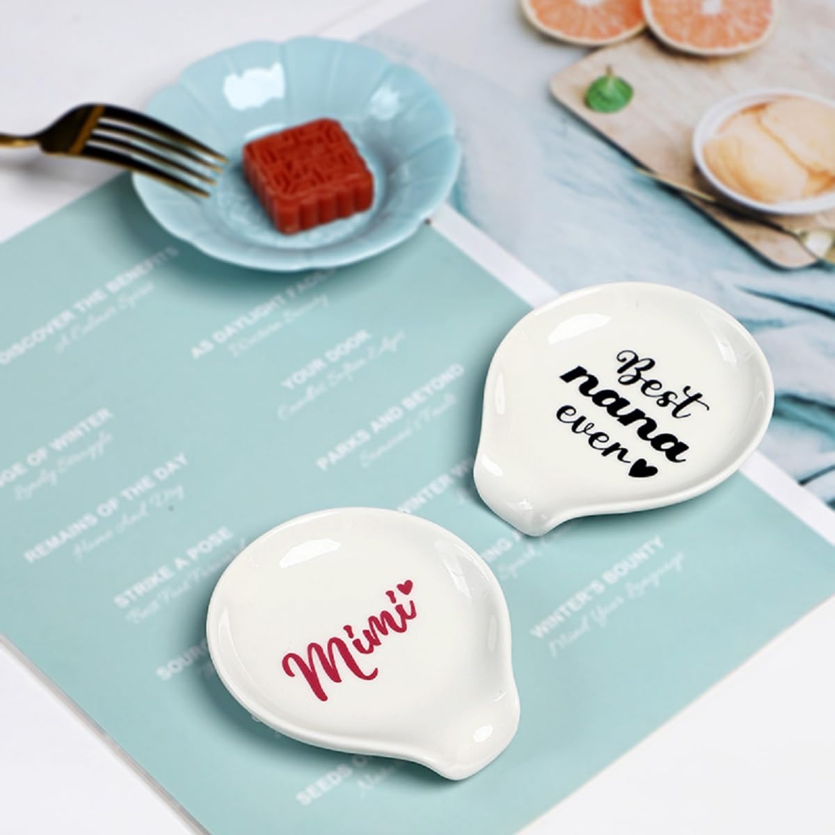Spoon Rest for Coffee Station, Small Spoon Holder for Coffee Bar, Teaspoon Rest for Coffee, Ceramic Spoon Rests for Stove Top, Mimi Gifts