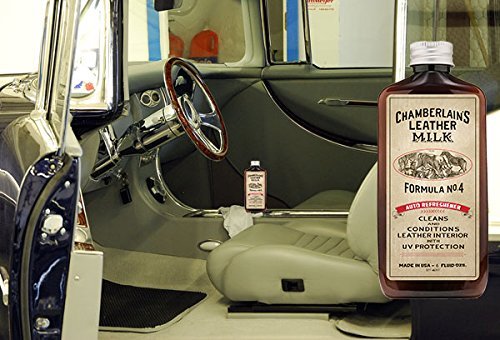 Leather Milk Auto Leather Conditioner and Cleaner with UV Protection - Auto Refreshener No. 4 - All Natural, Non-Toxic Protection for Car Interiors. Made in USA. 2 Sizes. Includes Conditioning Pad