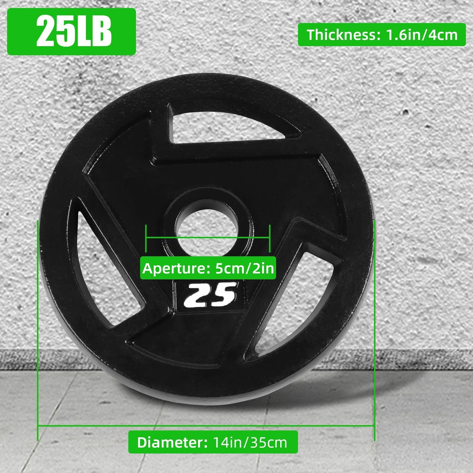 Cast Iron Bumper Plates Set,2-Inch Olympic Weight Plates Pair,85lb/105lb/140lb/155LB Free Weights Hole & Anti-Rust Hammertone Finish,Pairs or Sets,Multiple Packages (25LBx2)
