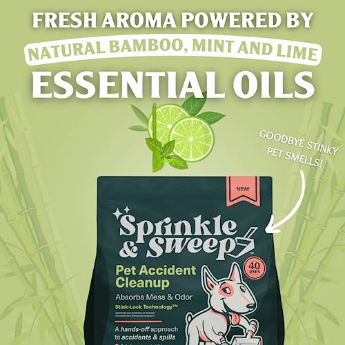 Sprinkle & Sweep - Pet Accident Cleanup, Eliminates Strong Odors, Cleans and Deodorizes Pee, Poo, Vomit, Diarrhea, Non-Toxic, Potty Training, Dog and Cat Odor Eliminator, Quick Pet Mess Cleanup
