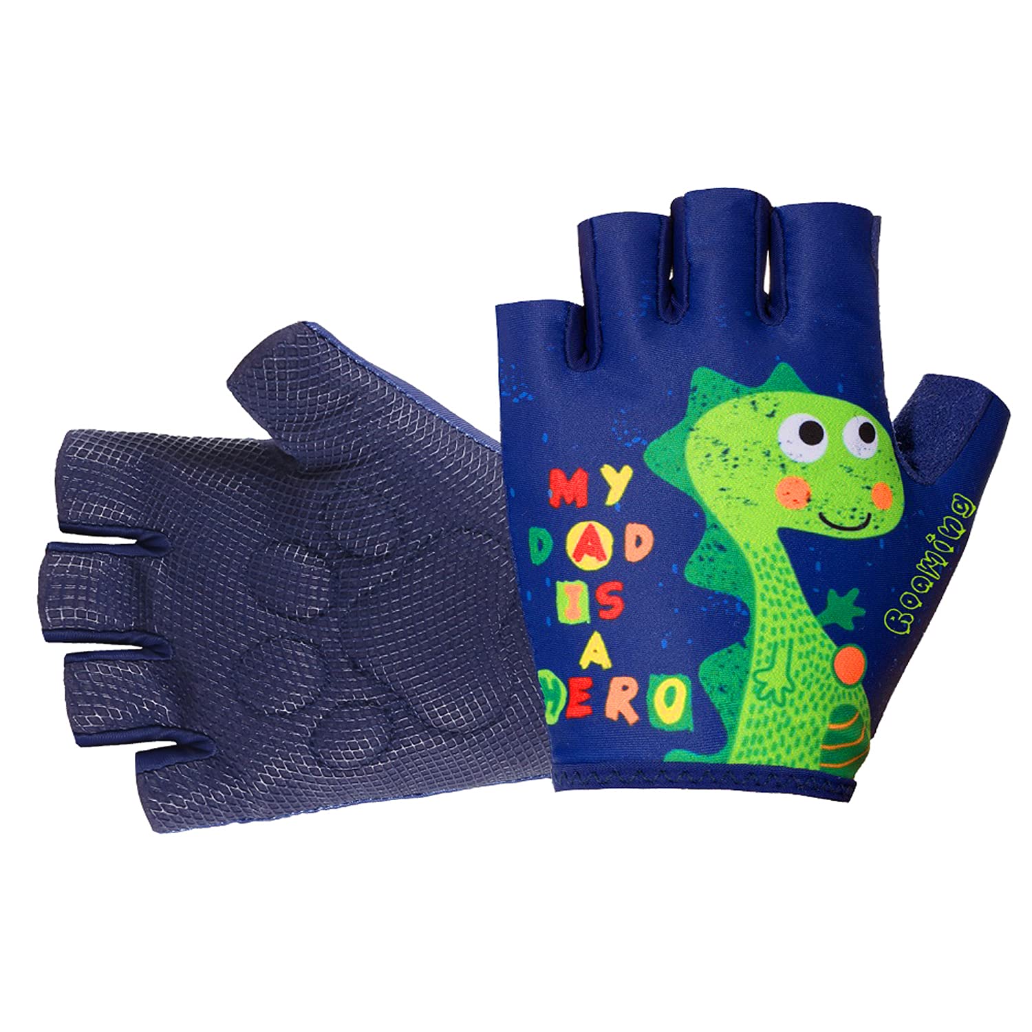 Boys and Girls Bike Gloves for Balance and Pedal Bicycles for Kids Age 3-10 Half-Finger Cycling Riding Scooter Gloves (Blue, XS(3-4years))