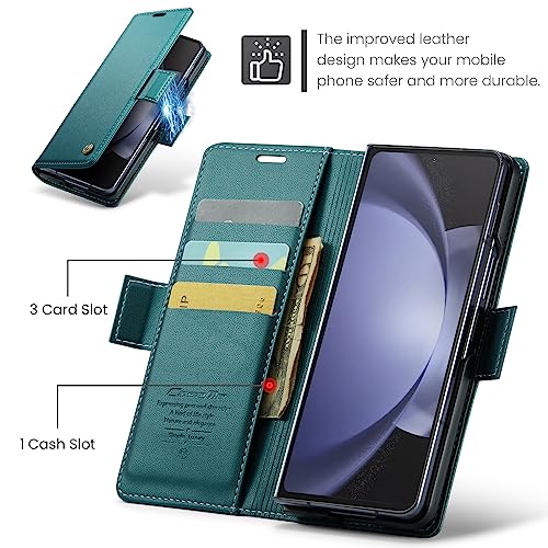 LBYZCASE for Galaxy Z Fold 5(5G 2023) Wallet Case[RFID Blocking Card Holder],Flip Folio Leather[Kickstand][Magnetic] Shockproof Protective Phone Case Cover for Samsung Galaxy Z Fold 5 (Green)
