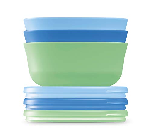 NUK Stacking Bowl and Lid, Assorted Colors, 3 Pack, 4+ Months