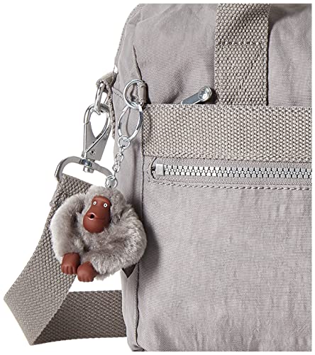 Kipling Women's Klara Handbag, Organize Accessories, Removable Shoulder Strap, Dual Carry Handles, Crinkle Nylon Bag, Cool Grey Tonal
