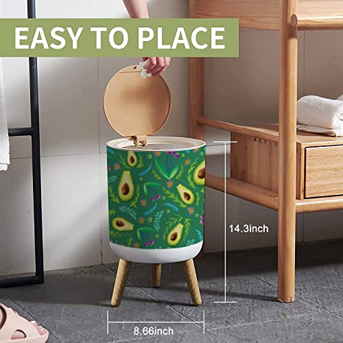 LGCZNWDFHTZ Small Trash Can with Lid for Bathroom Kitchen Office Diaper Combination Avocado Decorative Flowers Bedroom Garbage Trash Bin Dog Proof Waste Basket Cute Decorative