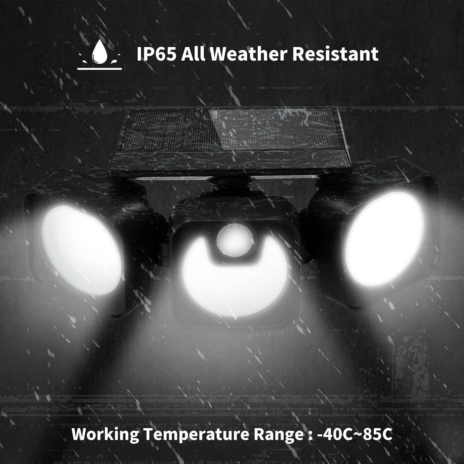 Solar Lights Outdoor 3 Head Motion Sensor Solar Powered Lights 218 LED Security LED Flood Lights IP65 Waterproof 270° Wide Angle Illumination Wall Lights with 3 Modes for Garden Patio Yard 2 Packs