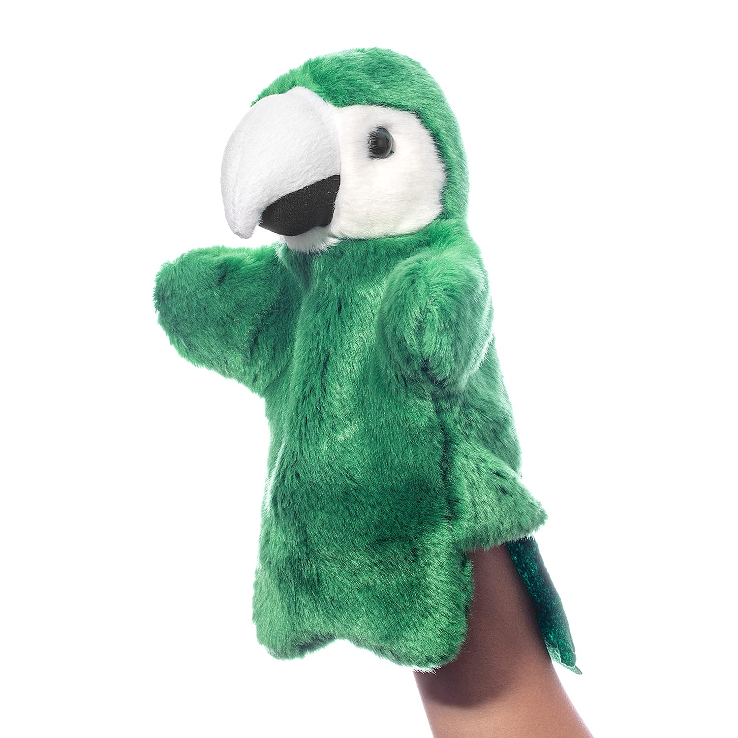 RONIAVL Animal Hand Puppets Plush Toy Birthday Party Favor Supplies for Storytelling Teaching Role-Play Stimulate Imagination Hand Puppets for Children (Green Parrot)