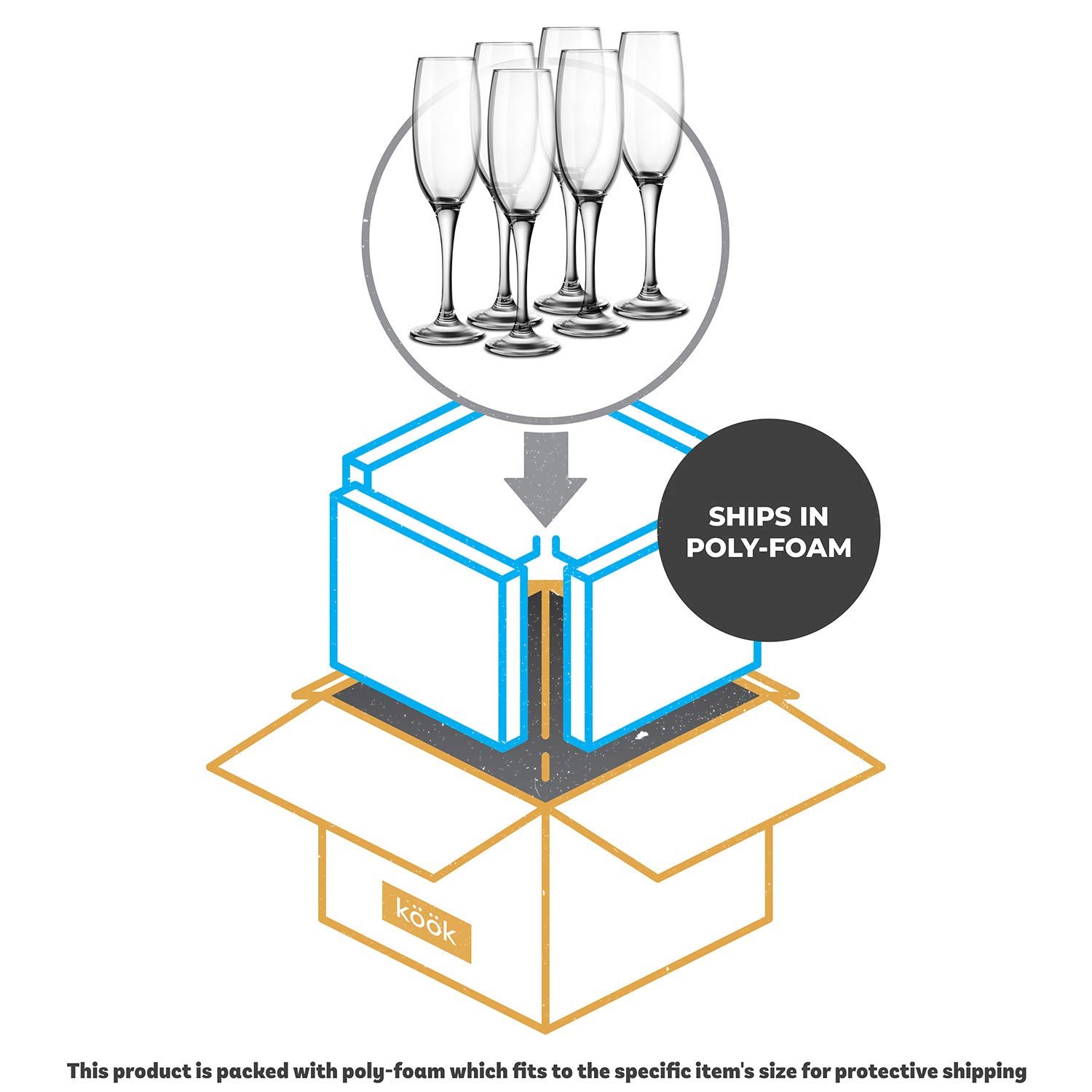 Champagne Glasses Thin Stem, KooK Premium Clear Glass Champagne Flutes Set of 8, 7 oz champagne, Classic Champagne Glasses