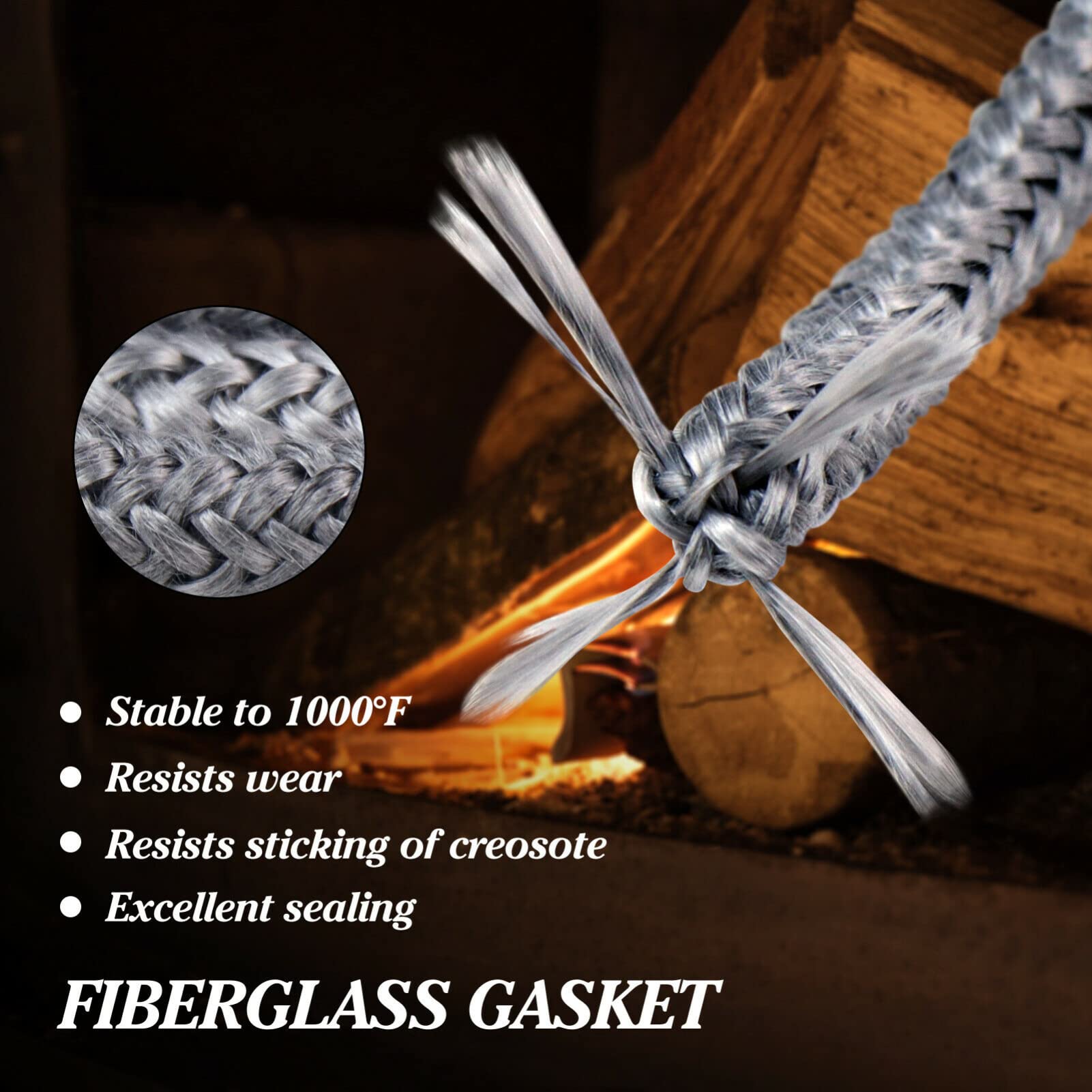 BSTFLEX Graphite Impregnated Fiberglass Rope Seal Gasket Replacement for Wood Stoves- 1" x 72"