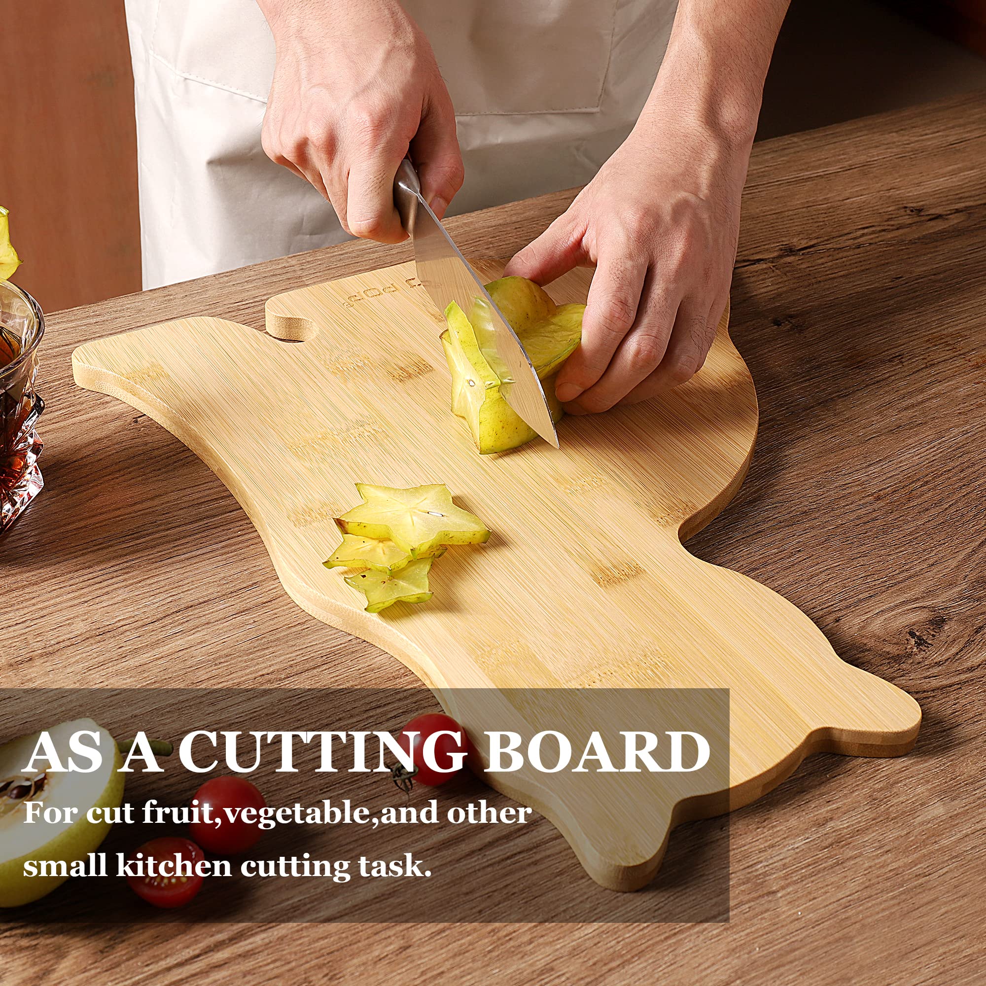 Cat Shaped Charcuterie Board Funny, Kids Serving Board, Cute Cheese Board, Personalized Bamboo Cutting Board 15" x 13" x 0.6β