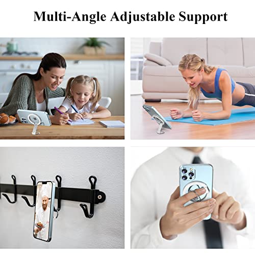 LDSXAY Universal MagSafe Ring 2 Pack + Magnetic Ring Holder, Magnetic Phone Grip for MagSafe Accessories 360° Adjustable Kickstand for iPhone 13 12 Pro Max/Pro/Mini - White