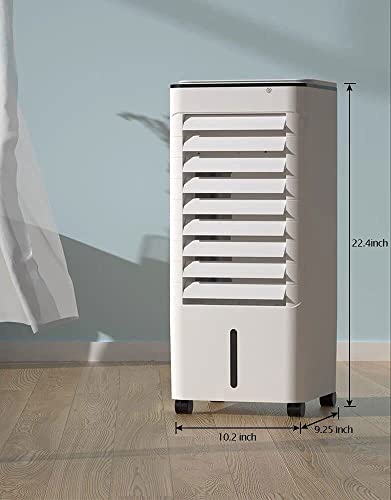 Evaporative Air Cooler,3-IN-1Portable Air Conditioners and Windowless Room Cooler Humidification-Ice Packs-12 Hour Timer-Remote Control,Ideal for Home, Office, Bedroom, Kitchen,School,Garage (Pearl White)