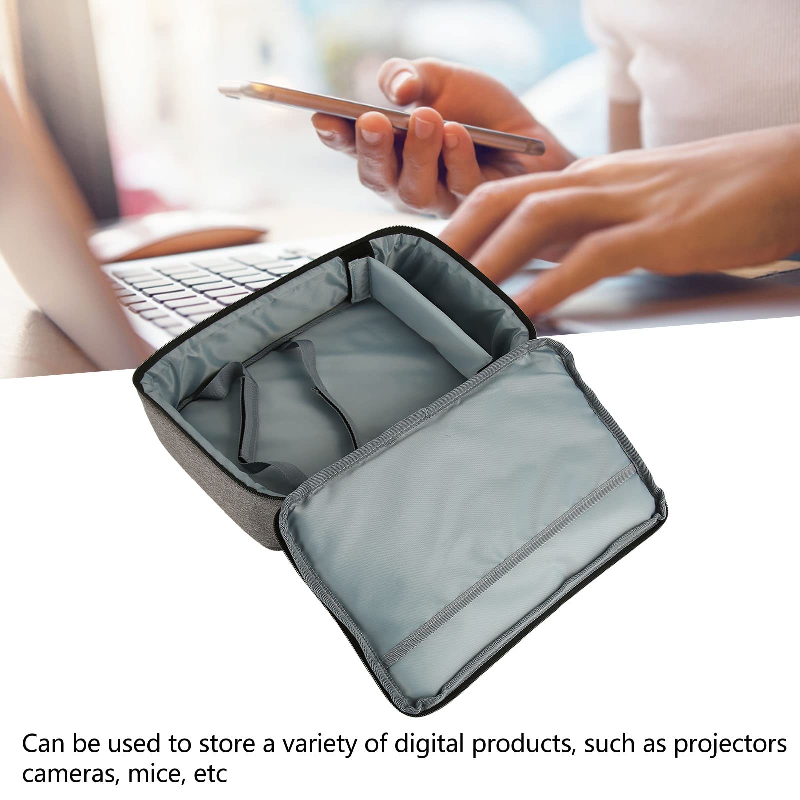 BTIHCEUOT Projector Case, Gray Heavy Duty Nylon Portable Projector Bag for Outdoor