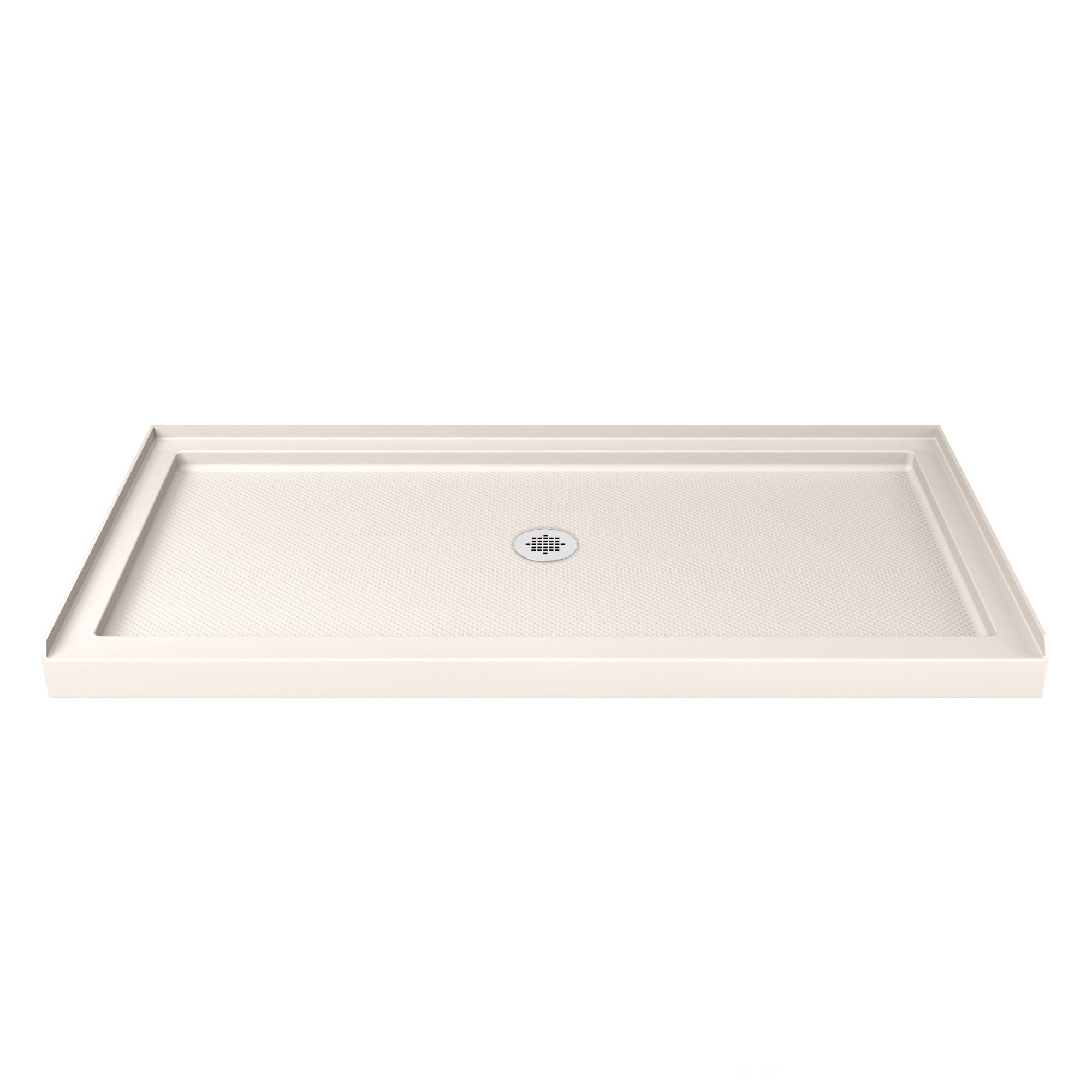 DreamLine SlimLine 34 in. D x 54 in. W x 2 3/4 in. H Center Drain Single Threshold Shower Base in Biscuit, DLT-1134540-22