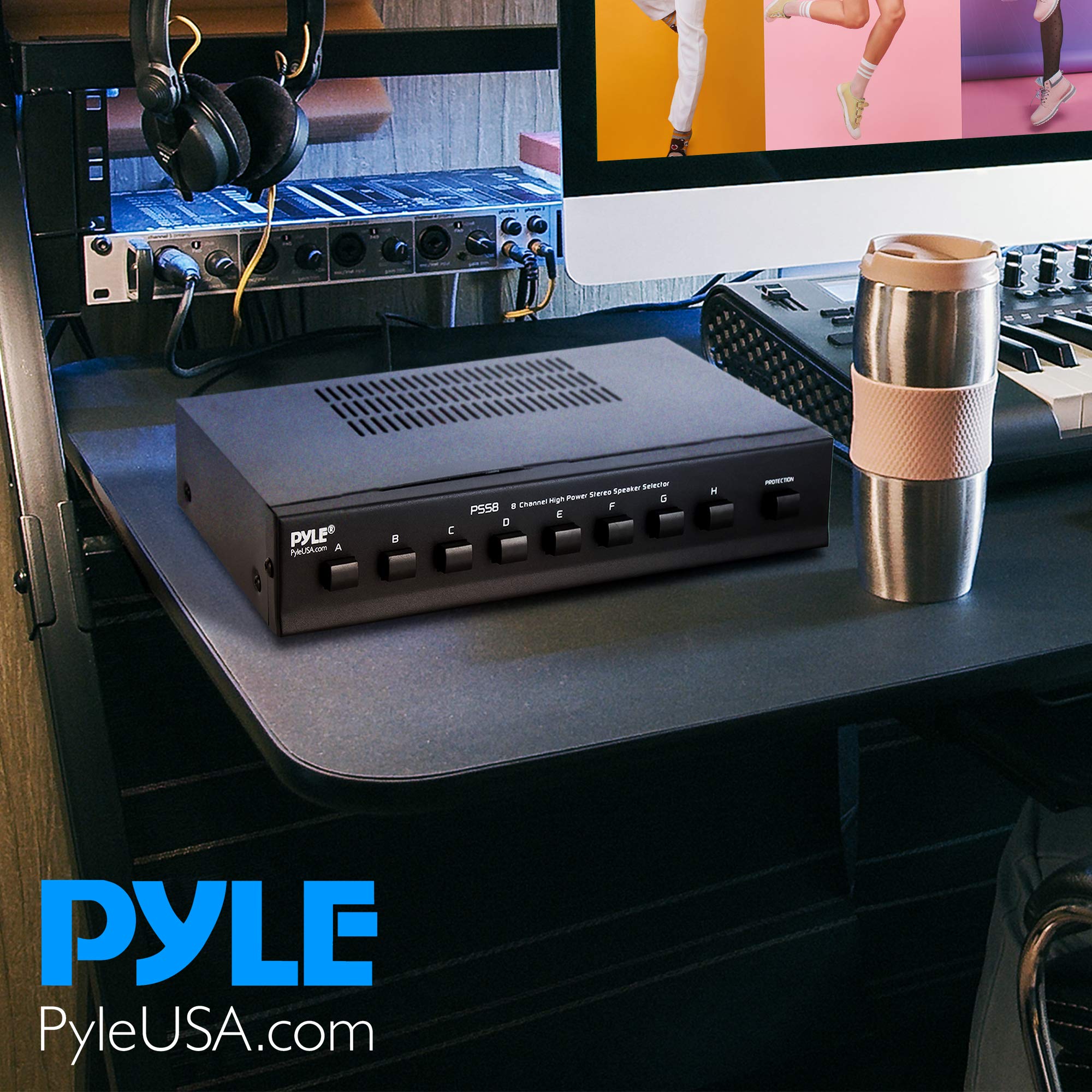 Pyle (PSS8) - Premium New and Improved 8 Zone Channel Speaker Switch Selector Switch Box Hub Distribution Box for Multi Channel High Powered Stereo Amplifier A/B/C/D Switches | 6 Pairs Of speakers