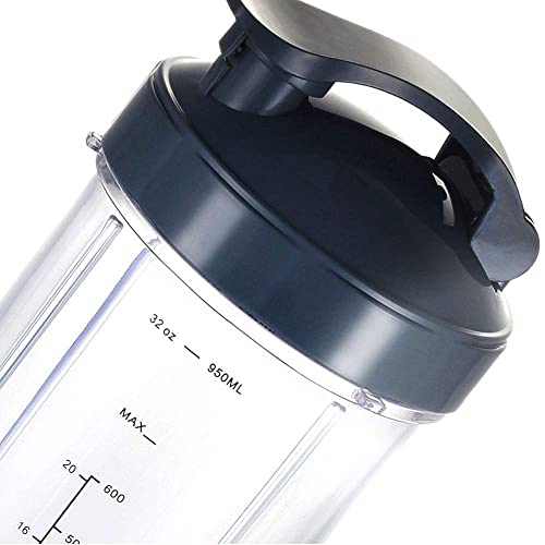 Blender Replacement Cups for Nutribullet Blender, 32oz & 24oz Cups with Flip Top To Go Lid & Flat Lid & Rubber Gasket, Compatible with Nutri Bullet 600W/900W Blenders (6 PCS)