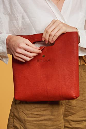 BTLUX Leather Tote Handbag for Women - Handmade with 100% Full Grain Leather - Shopper Tote Bag with Minimalist Design (Brown)