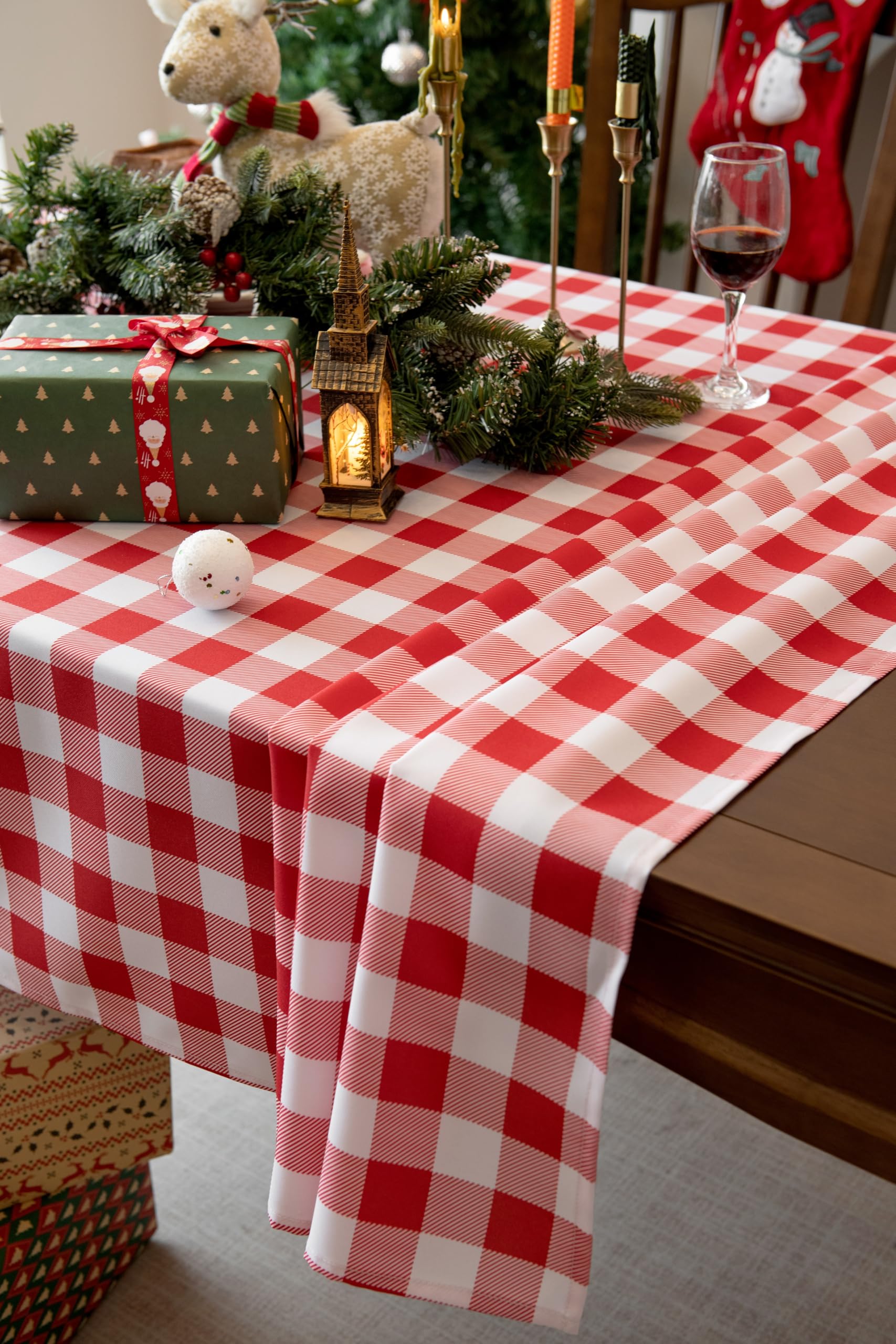 Essifunia Waterproof Checkered Tablecloth Fabric - Rectangle 58x84 Inch Classic Gingham Buffalo Plaid Table Cloth for Indoor/Outdoor Use - Washable Table Cover for Kitchen, BBQs, and Parties