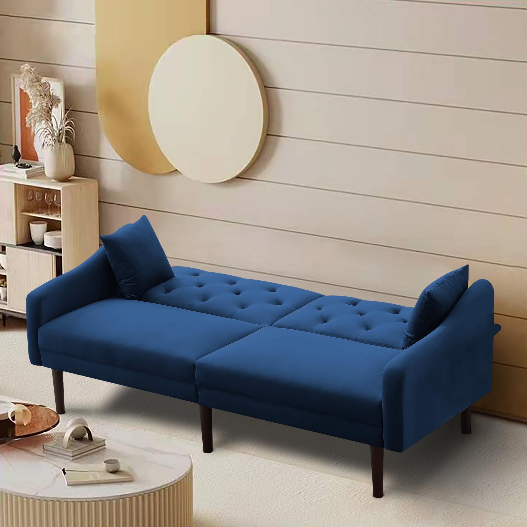 EMKK Futon Sofa Bed Couch Loveseat with Adjustable Backrest, Space-Saving Sleeper for Small Apartment Modern Convertible Living Room Furniture Set