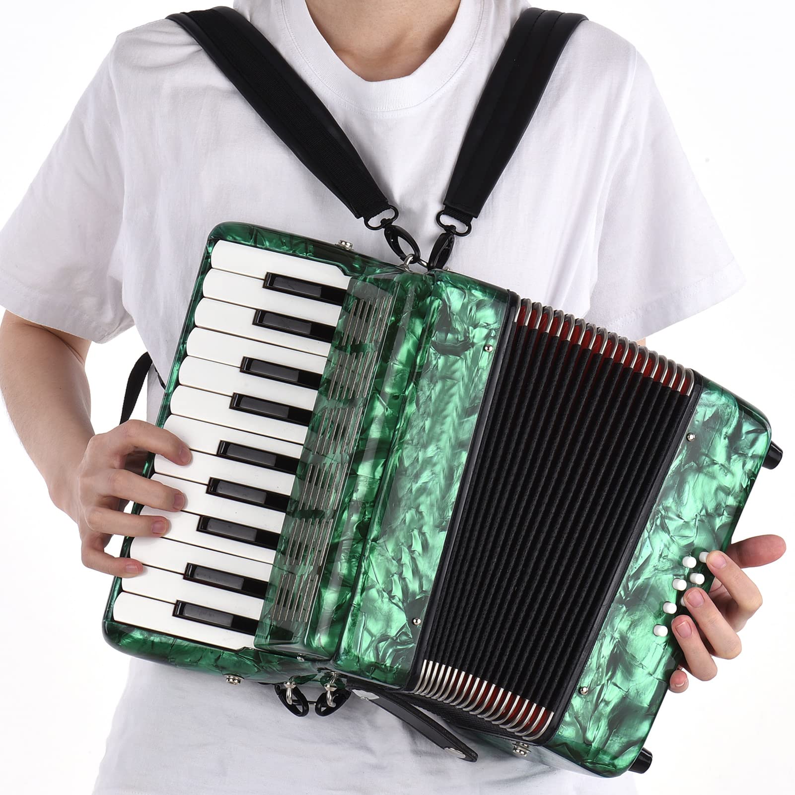 Btuty 22 Keys 8 Bass Piano Accordion with Adjustable Straps Gig Bag Musical Instrument for Beginners