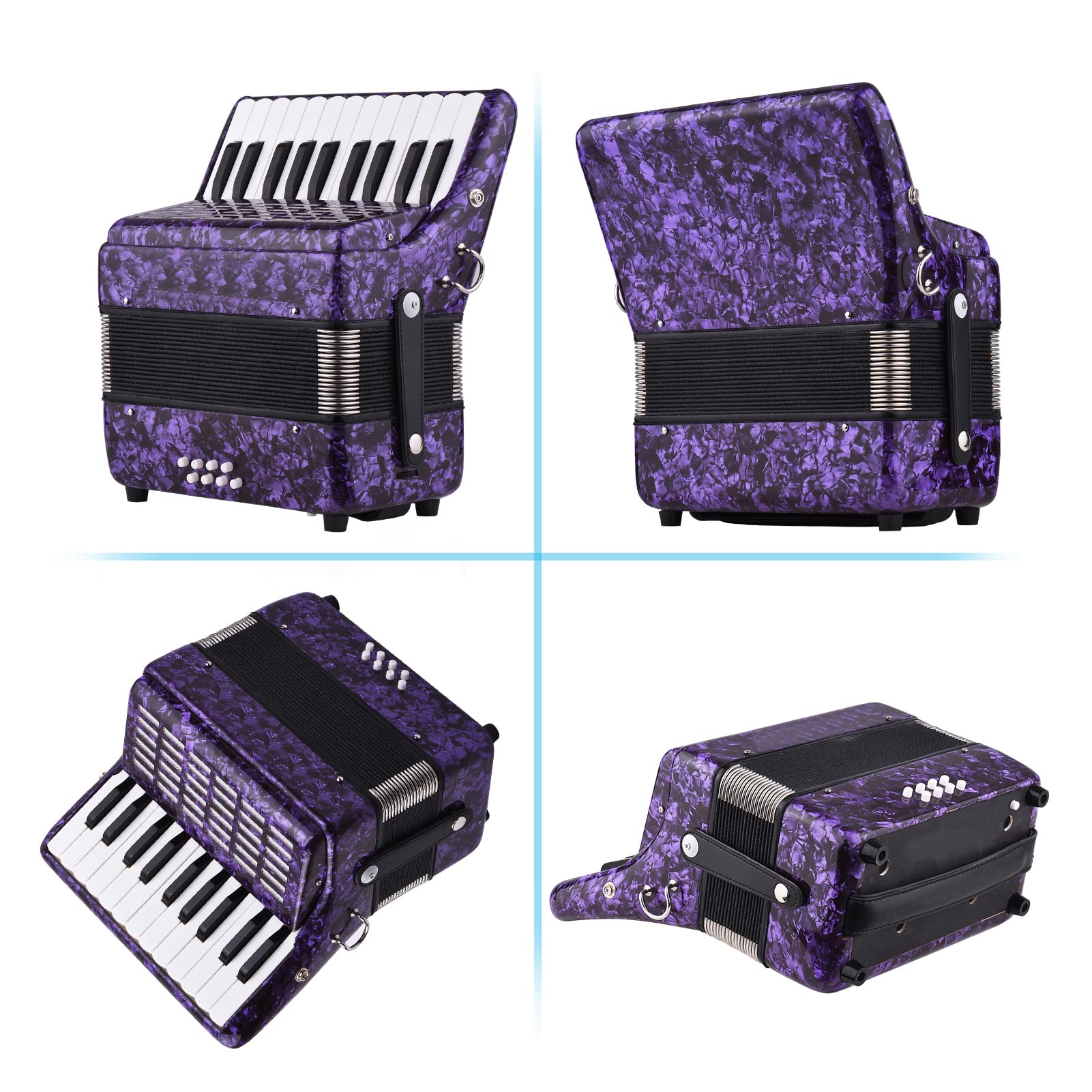 Btuty 22 Keys 8 Bass Piano Accordion with Adjustable Straps Gig Bag Musical Instrument for Beginners