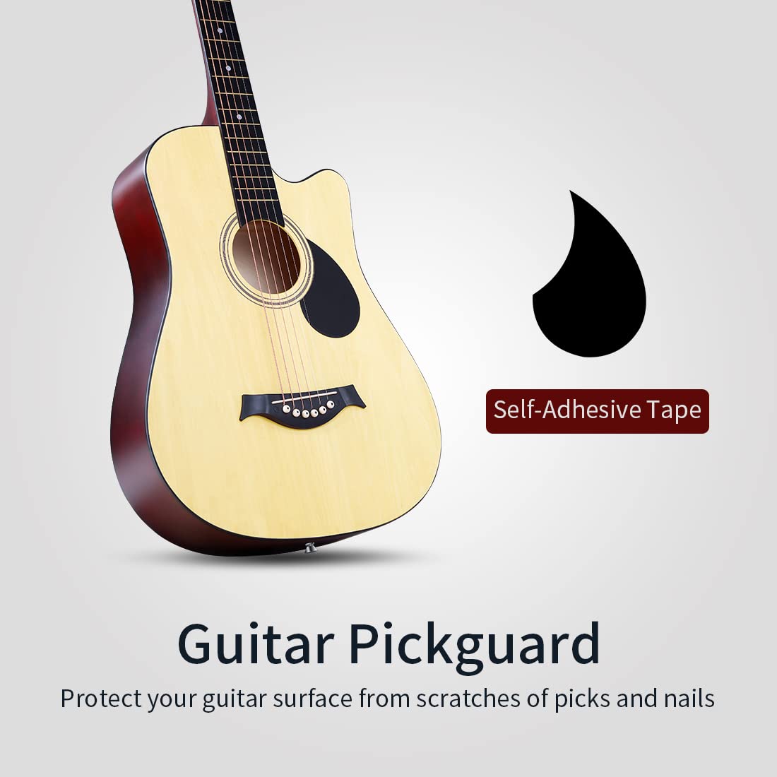 Lankro 38 in Guitar Acoustic Guitar Beginner kit Adult Cutaway Acoustic Guitar Guitarras Starter Set Bundle with Padded Gig Bag, Strap, Capo, Strings, Picks