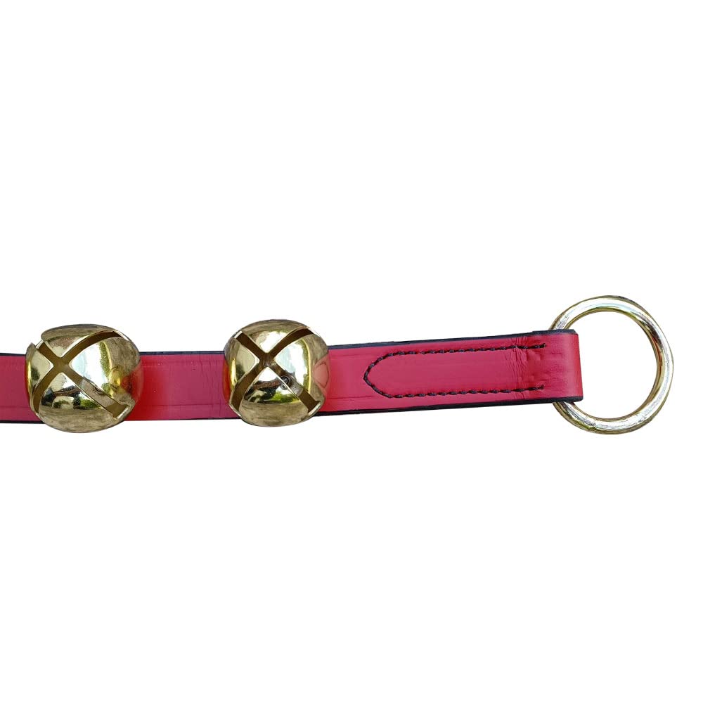 RRD Hanging Sleigh Bells for Door – 10 Brass Door Hanging Bell on Red Leather Strap - Multi-Purpose Jingle Bell Door Christmas Sleigh Bells & Dog Training Bells
