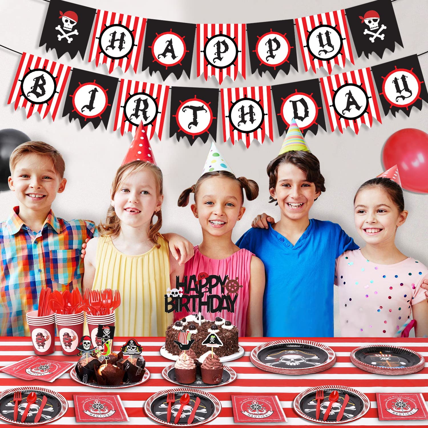 JHkim Pirate Graduation Tablecloth, 2 Packs 52" X 87" Party Tablecloths, Plastic Disposable Tablecover for Pirate Themed Party Supplies Decorations Kindergarten