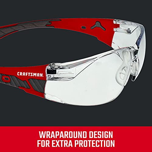 Craftsman 200, Safety Glass, Comfort Fit - Clear, Red Frame