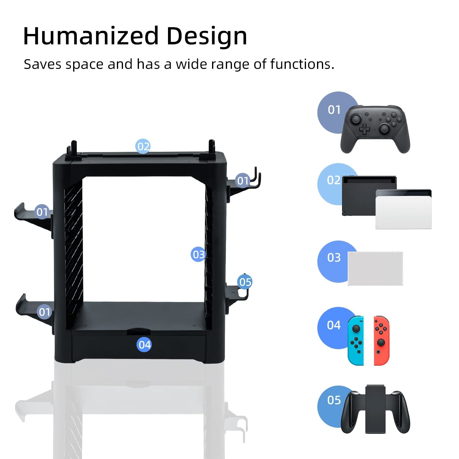 Brandtrendy Nintendo Switch Game Holder Game Disk Rack and Controller Organizer Compatible with Nintendo Switch and Accessories Video Games - Game Storage Tower for Nintendo Switch