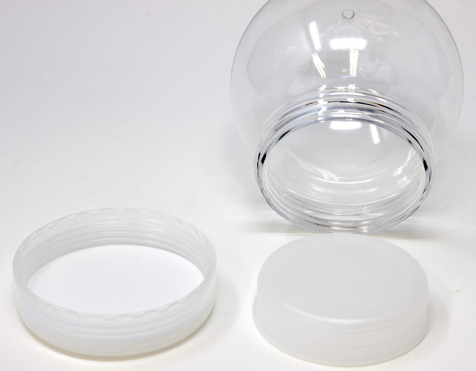 Bulk Case Pack of 24 - Clear Plastic Water Globe Snow Globes with Screw Off Cap, 4 Inch Diameter, Great for DIY Snow Globes