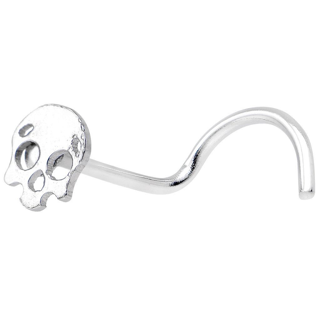 Body Candy Stainless Steel Skull Nose Stud Ring 20 Gauge