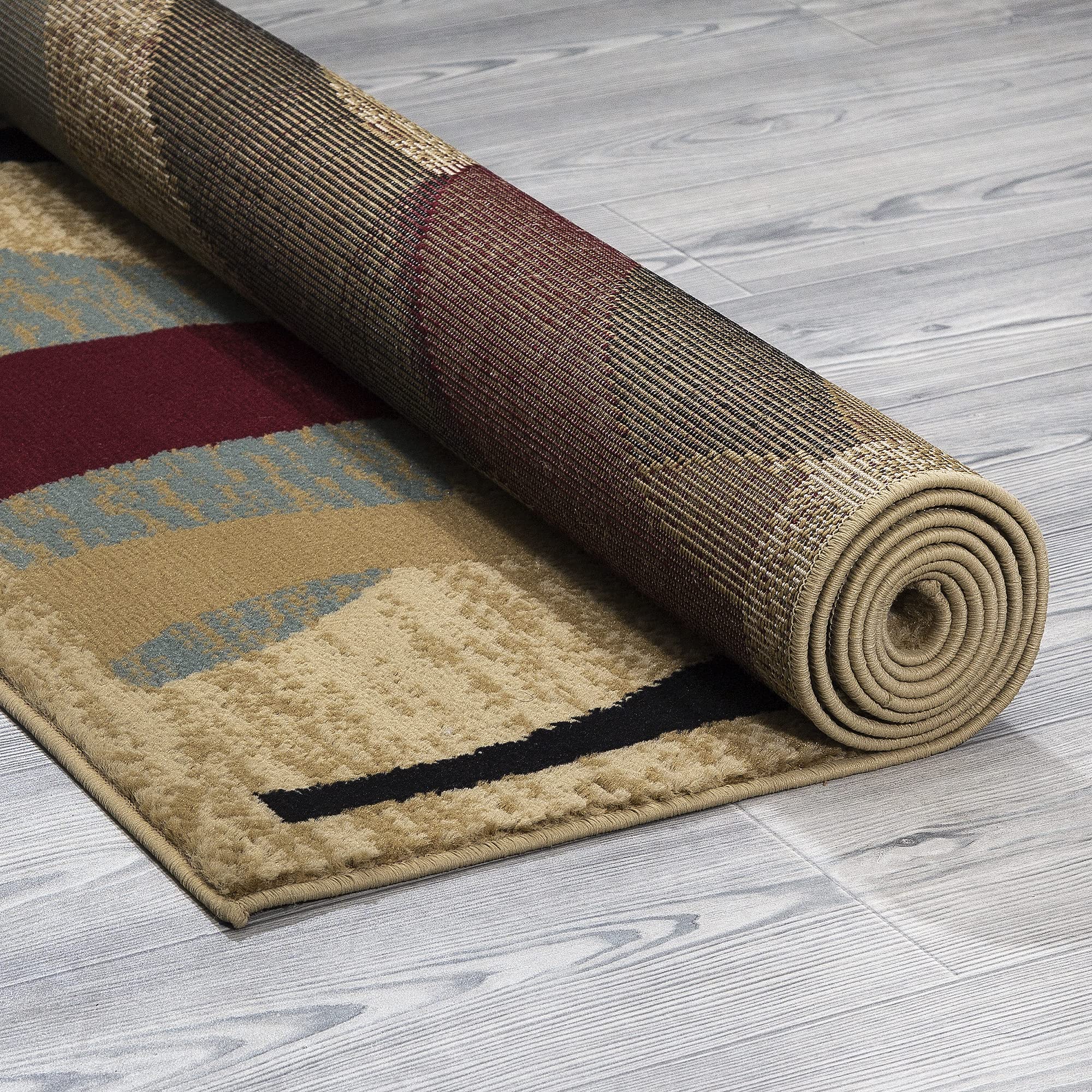 Ottomanson Jute Back Royal Collection Low Pile Rug, 5 ft 3 in x 7 ft, Beige