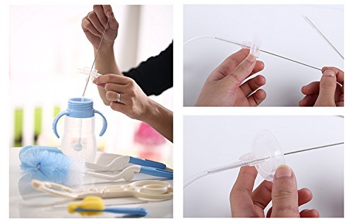 Honbay Bottle Brush Cleaner Kit with Teat Cleaner and Straw Brushes 360 Degree Rotating 5 PCS Within One Set Comes in Different Size selections - Random Color