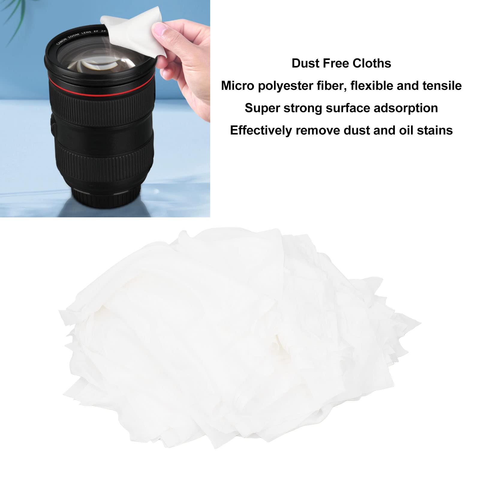 Dust Wiping Cloths, Lightweight Good Water Adsorption Polyester Fiber 100Pcs 1 Pack Skin Friendly Laboratory Wipers for Parts