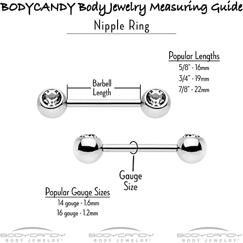 Body Candy Stainless Steel Combo Wrench Barbell Nipple Ring Set of 2 14 Gauge 13mm